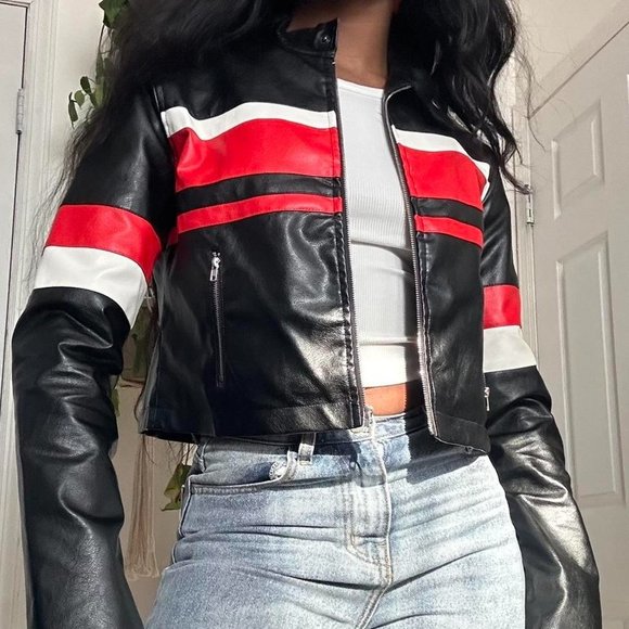 Solado | Jackets & Coats | Red Black And White Motto | Poshmark